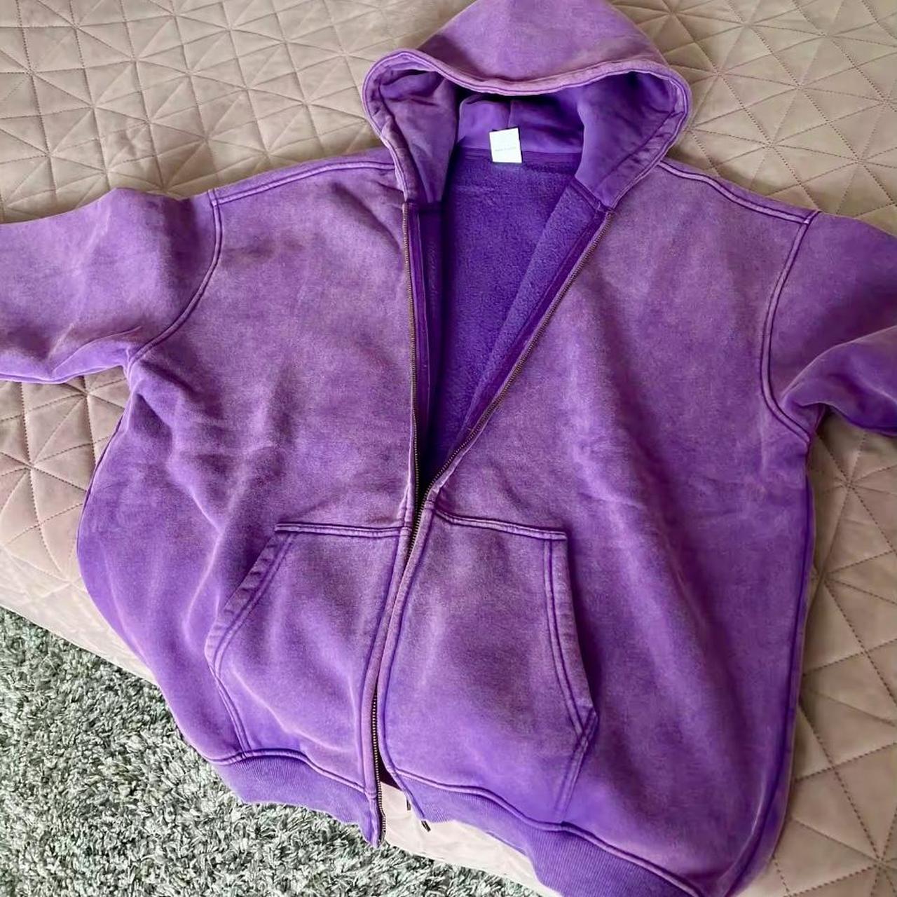 Purple Faded Wash Zip-Up Hoodie - Brand New Size... - Depop