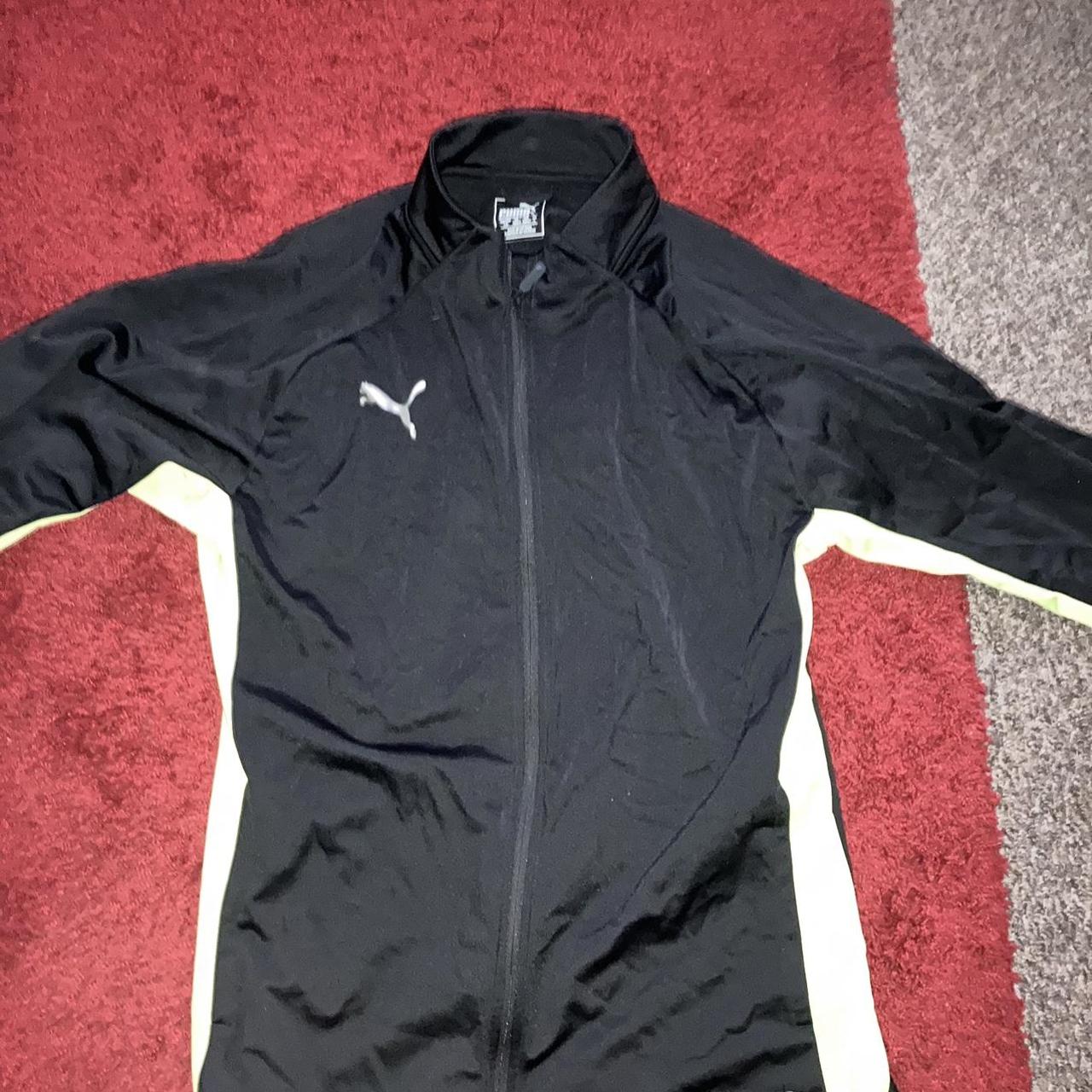Puma large tracksuit black and green - Depop