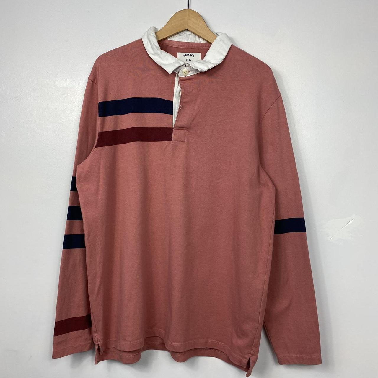 Folk x Fat Face Rugby Shirt, Pink Striped, Made in... - Depop