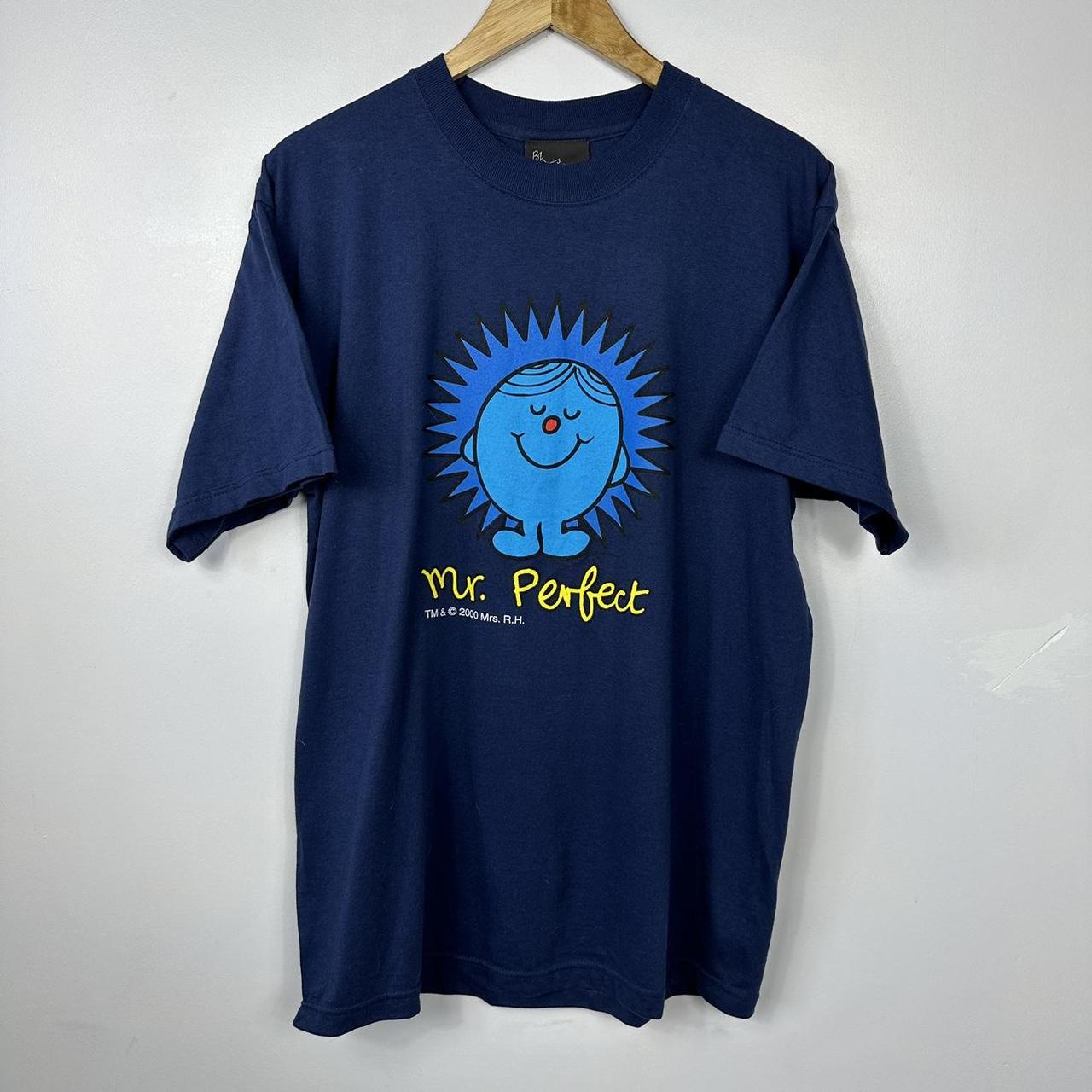 Vintage 2000 Mr Men T-Shirt, Mr Perfect, Navy Blue,... - Depop