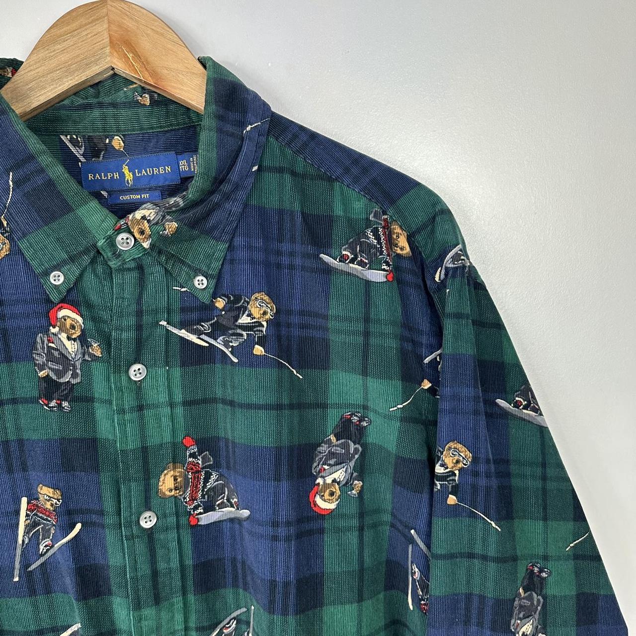 Polo Bear Ralph Lauren Corduroy Shirt, Tartan Check,... | Depop