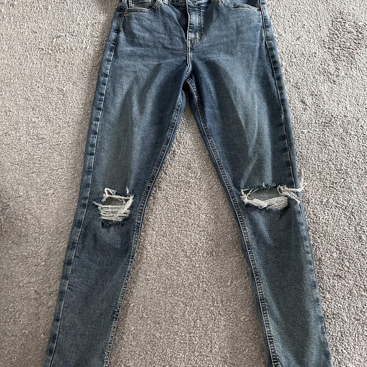 Top Shop Blue Jamie Skinny Ripped Jeans Women’s L30 W30 - Depop