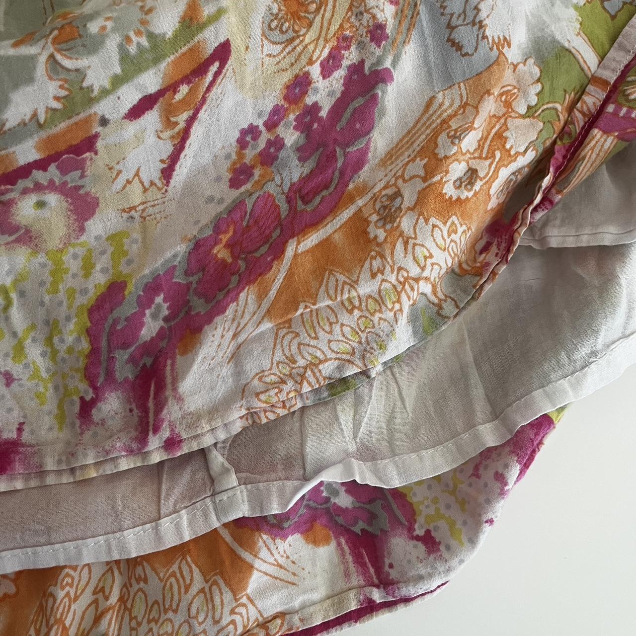 Y2K Floral Sun Dress Ruching, adjustable... - Depop