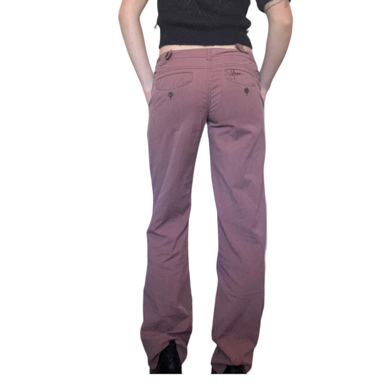 Mauve pink pin striped low rise flare leg pants... - Depop