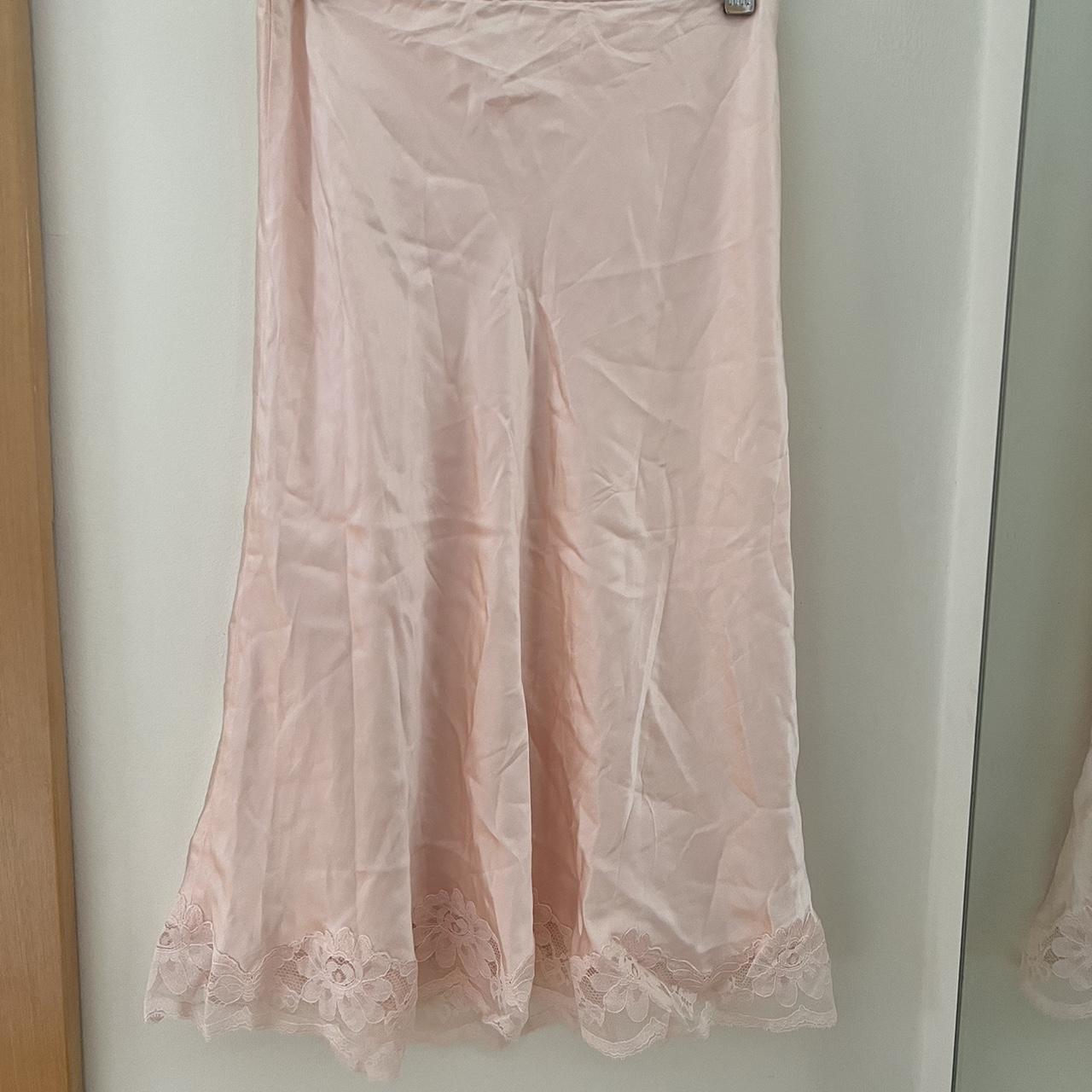 Pink Lace Silk Slip 100% Silk a little wrinkled just... - Depop