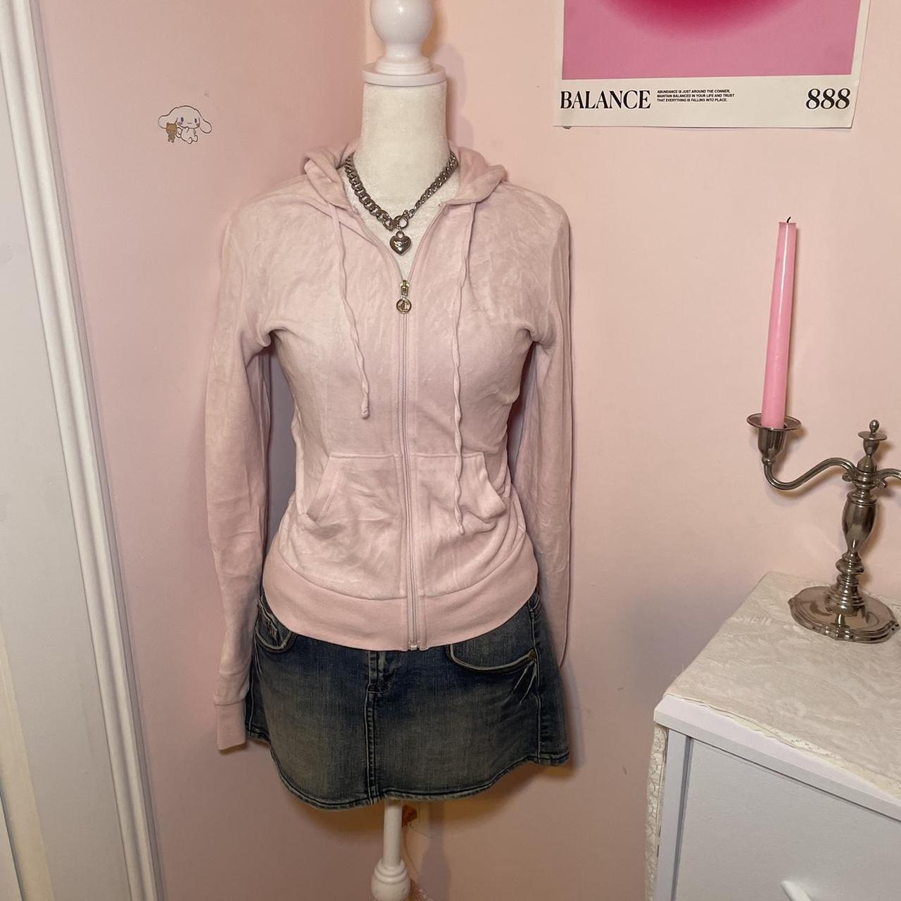 Baby pink juicy couture velour zip up hoodie jacket... - Depop