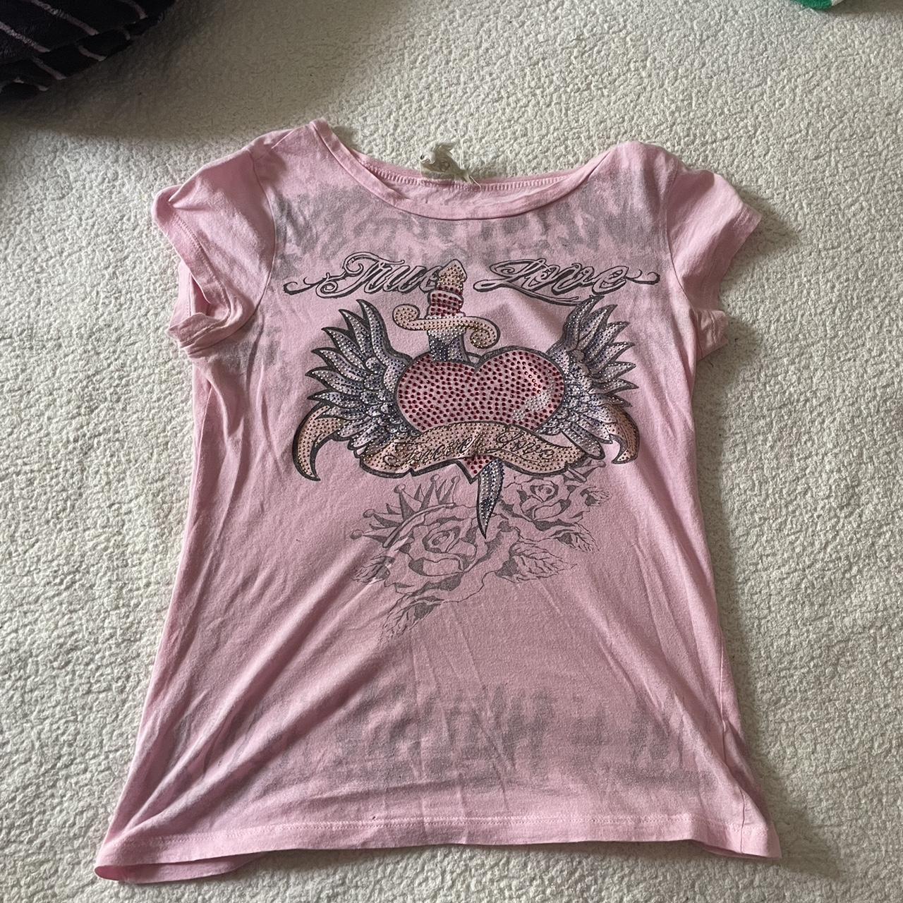 super cool pink rhinestone top from... - Depop