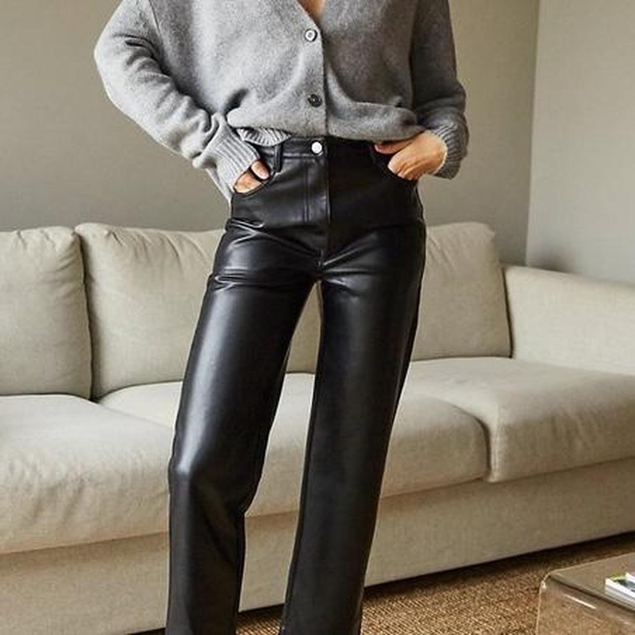 Aritzia black faux leather pants -Melina pants... - Depop