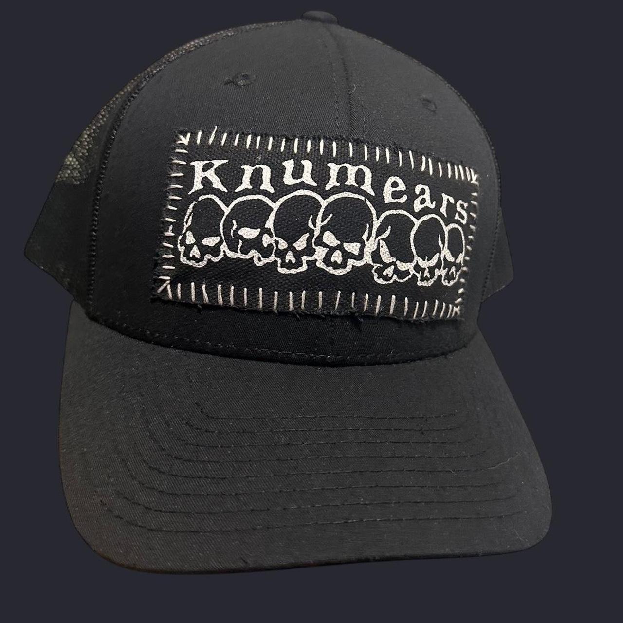 knumears skull patch hand sewed trucker hat i ship... - Depop