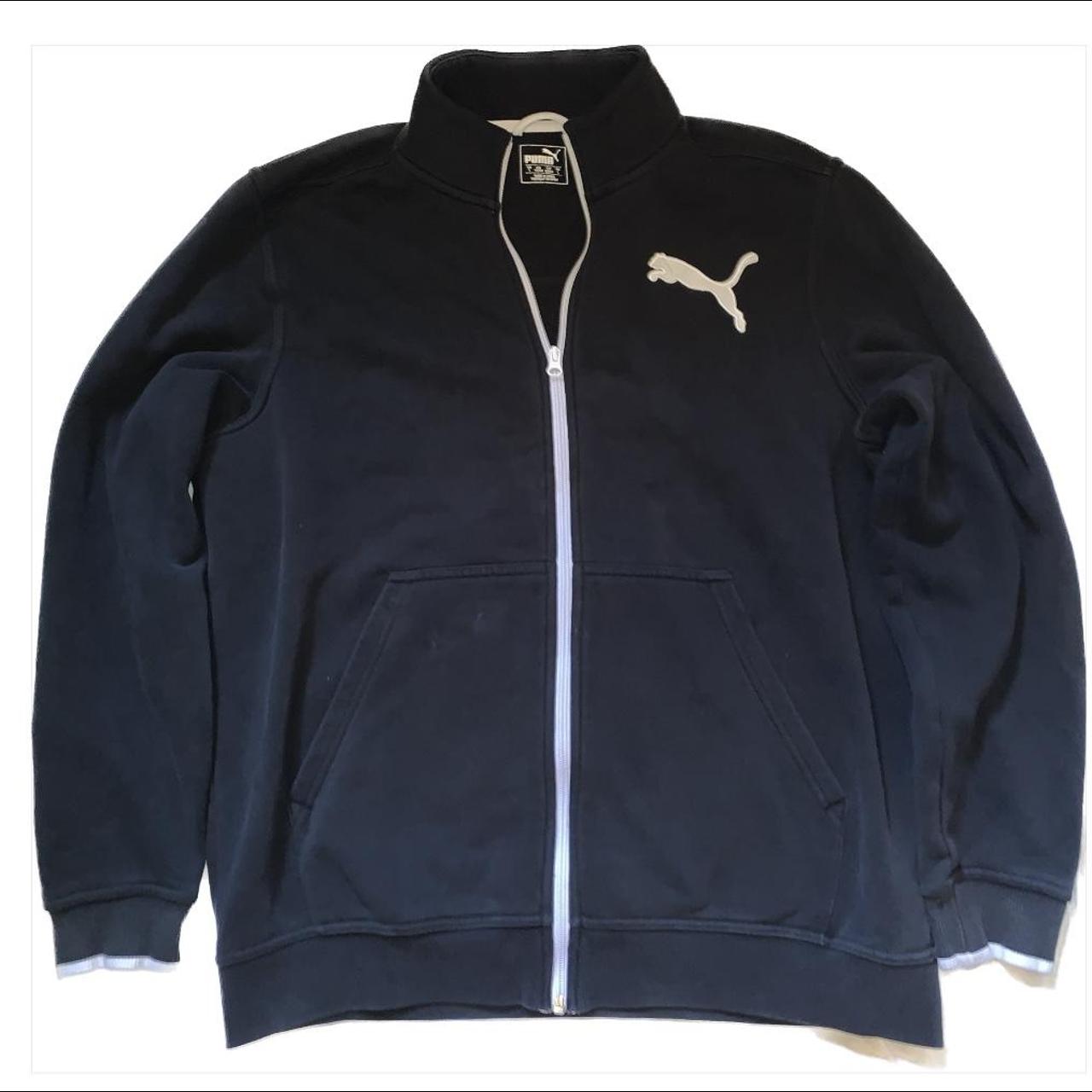 navy blue puma cell zip up in size large. super cozy... - Depop