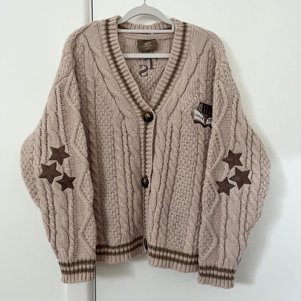 fan made ttpd cardigan 🩶 cutest beige taylor swift... - Depop