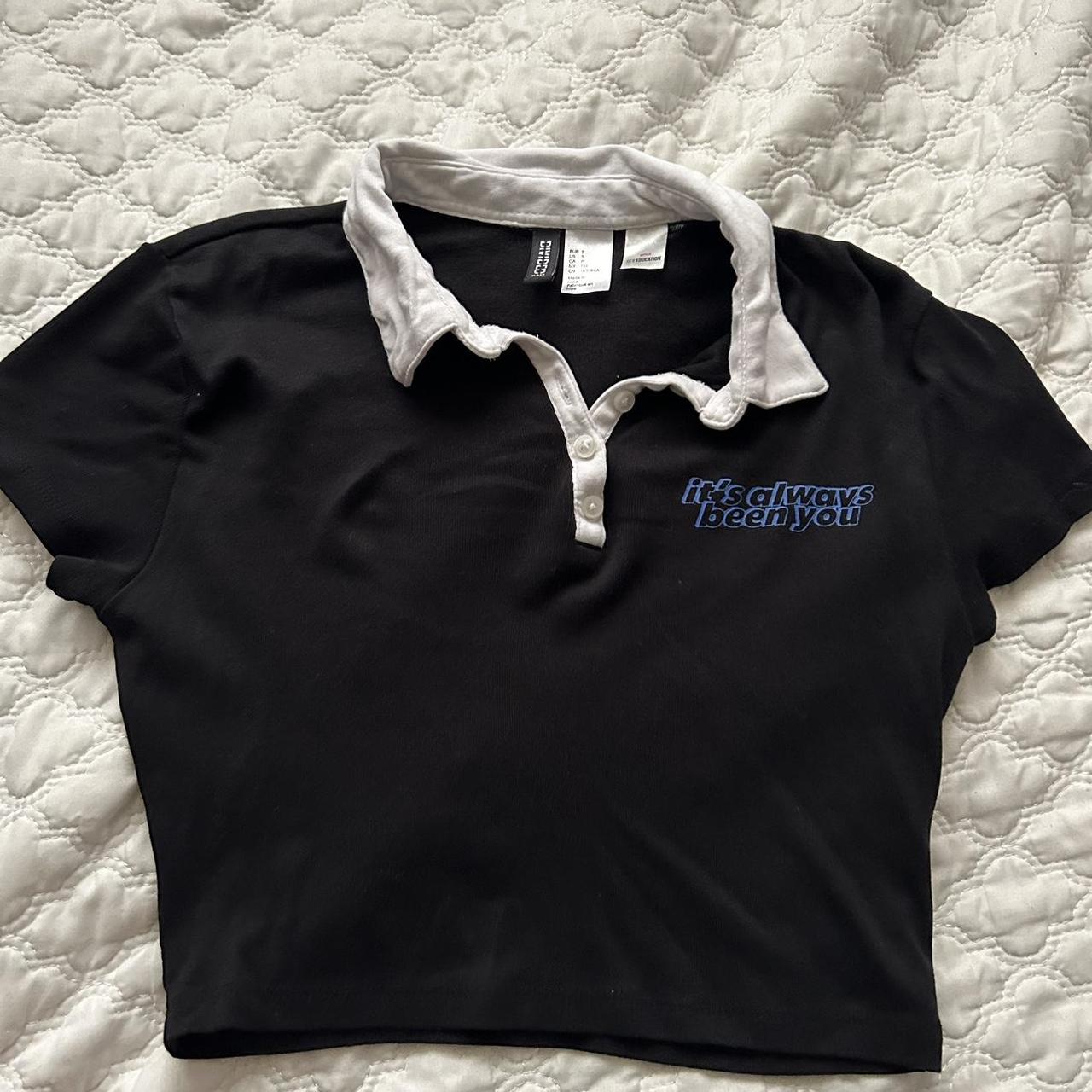 black polo top “it’s always been you” y2k size... - Depop