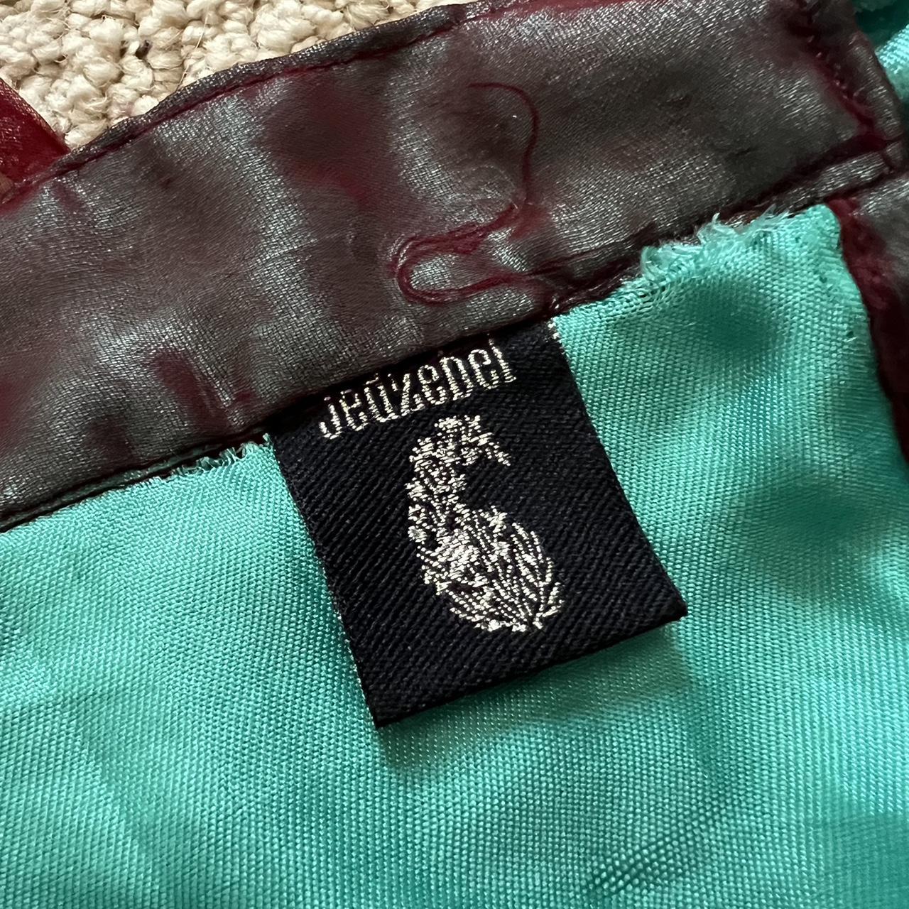 teal satin/red mesh embroidered wrap skirt, fits... - Depop