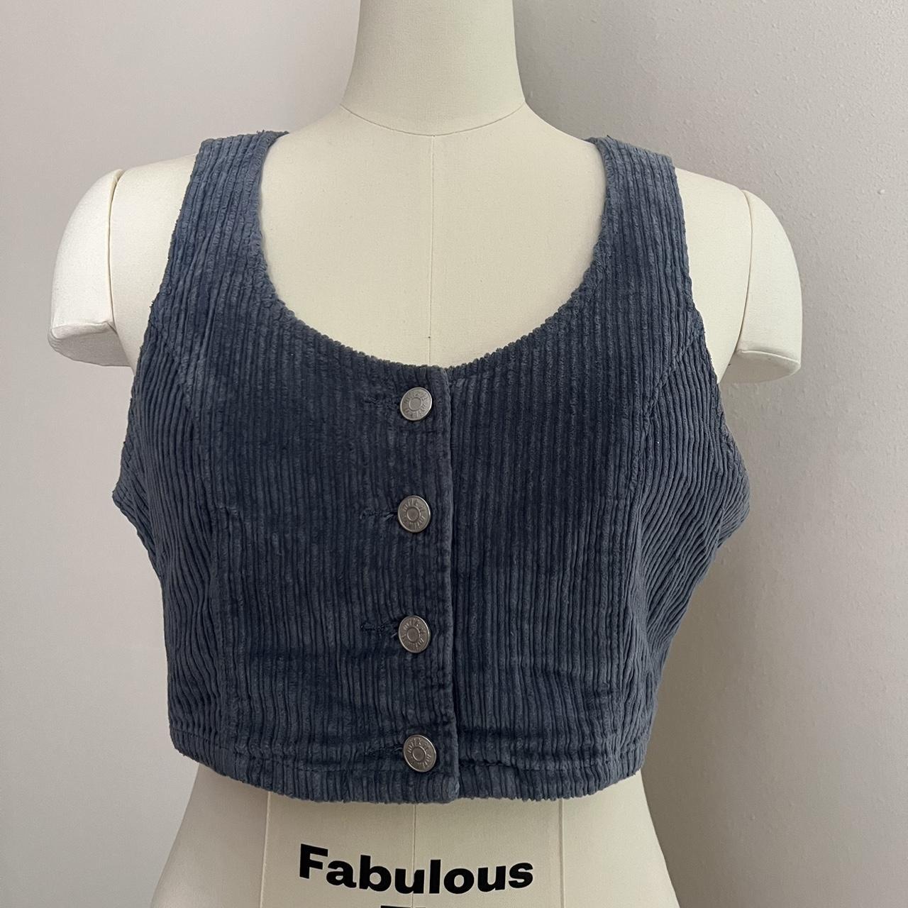milk it corduroy cropped vest, worn but no obvious... - Depop