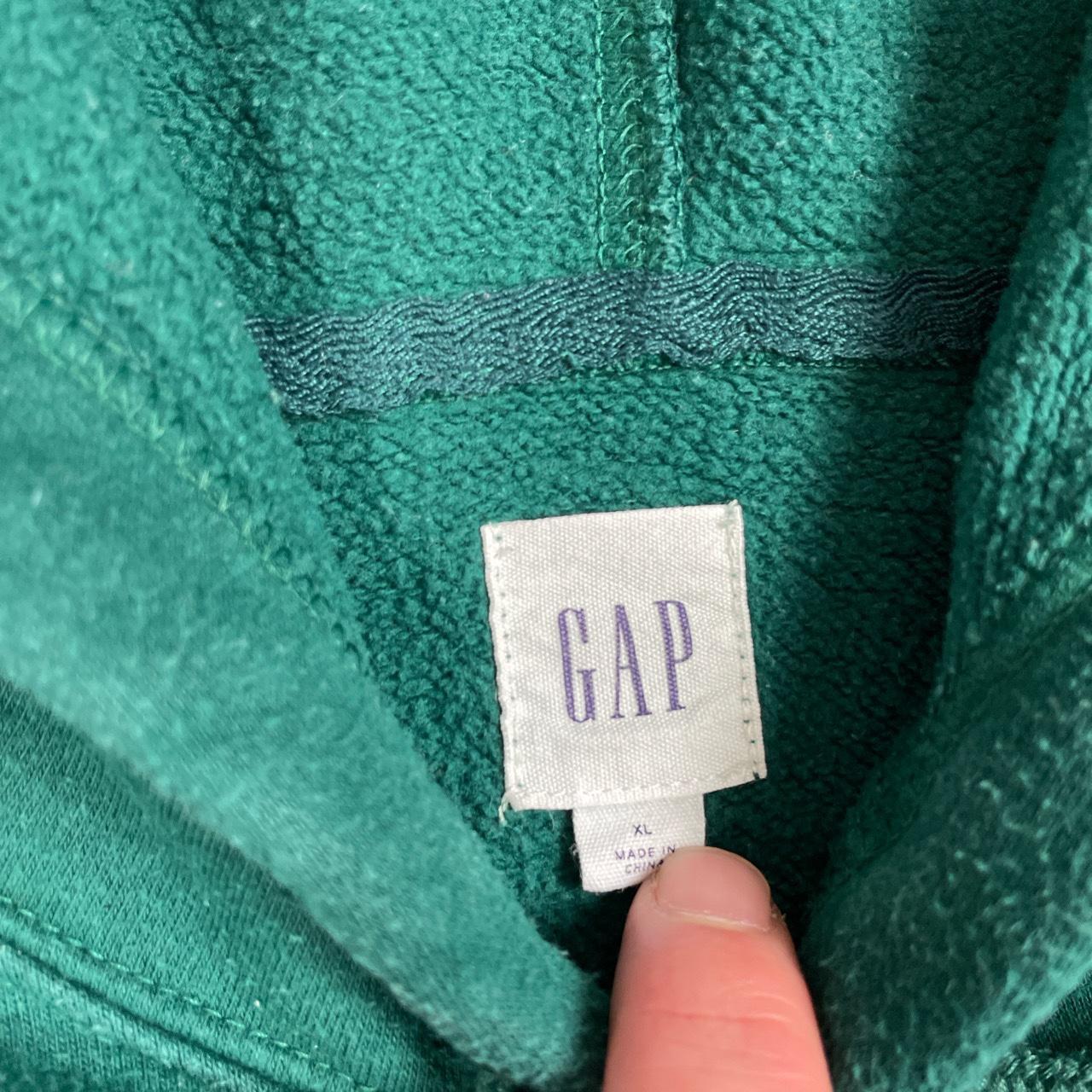 Vintage green embroidered GAP spellout hoodie -... - Depop