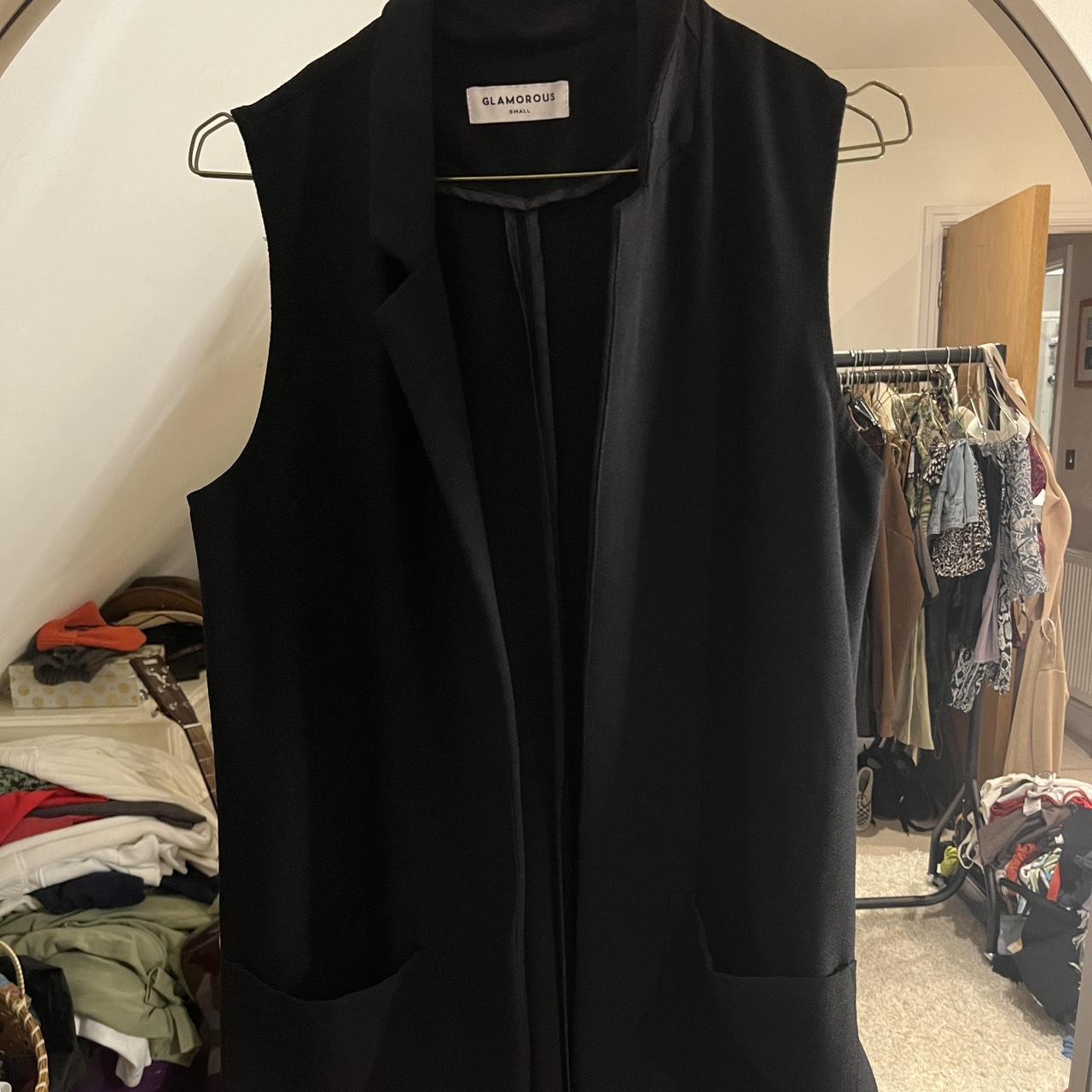 BLACK LONG LINE SLEEVELESS BLAZER SIZE SMALL would... - Depop