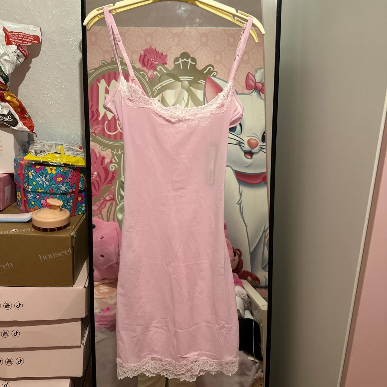 Skims fits everybody lace slip mini dress in cherry... - Depop