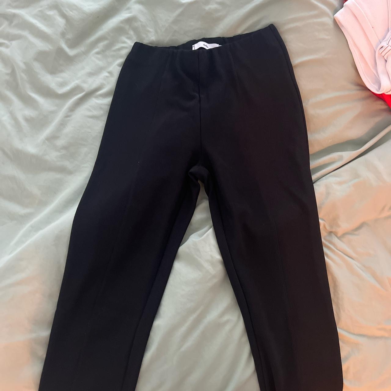 adika split ankle black pants stretchy material... - Depop