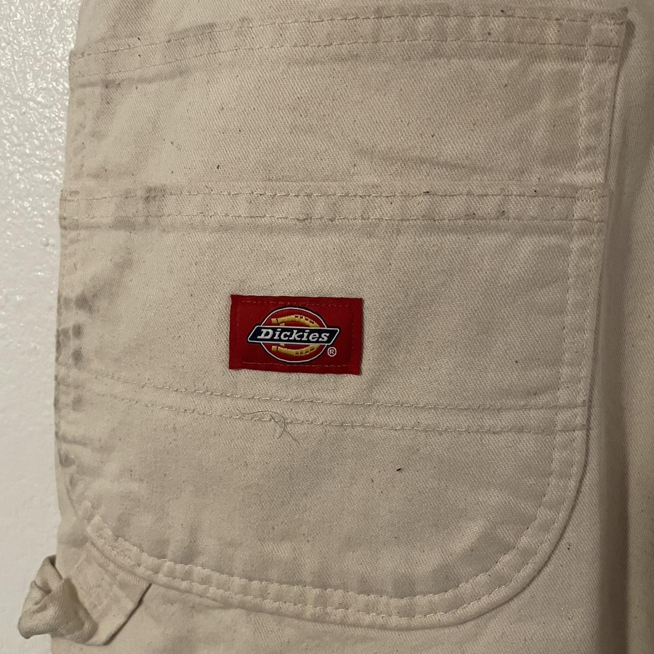 white dickies double knee carpenter pants light... - Depop