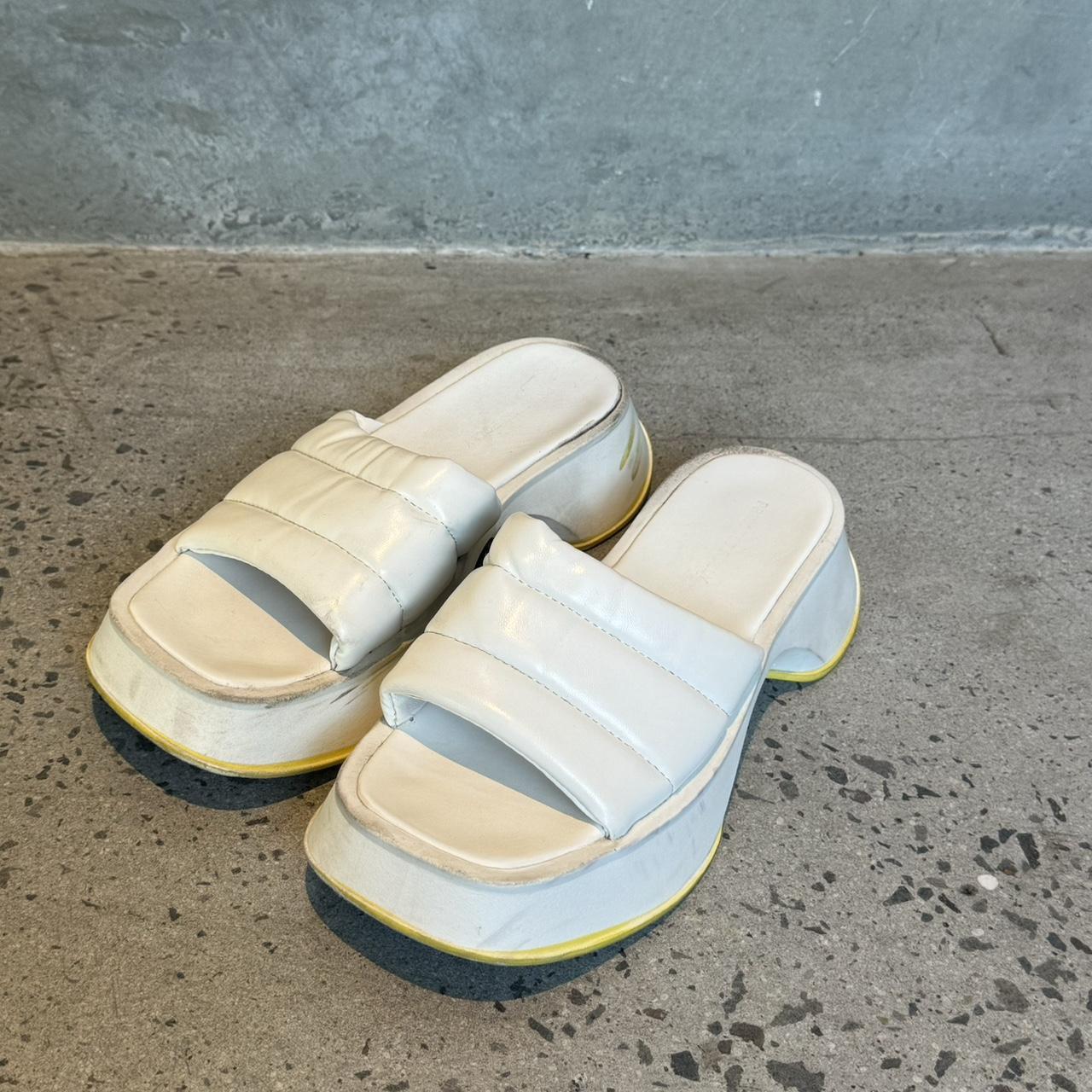 White slides - labelled size 7 (37) | Depop