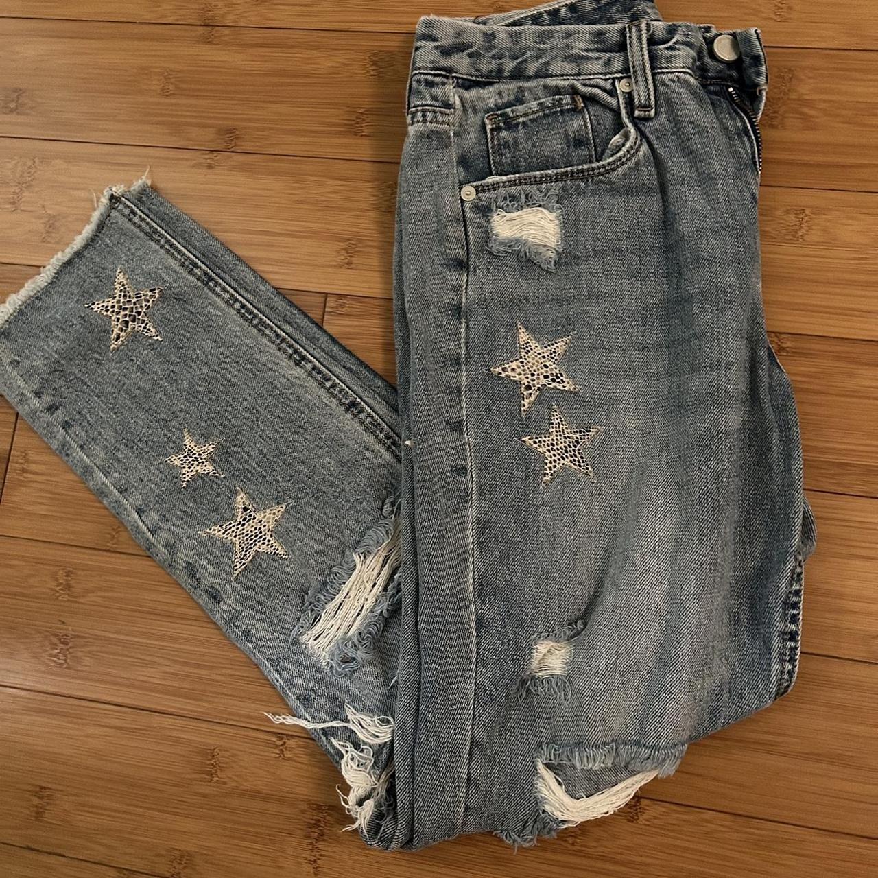 Star Ripped Jeans - Super cute decals - Back and... - Depop