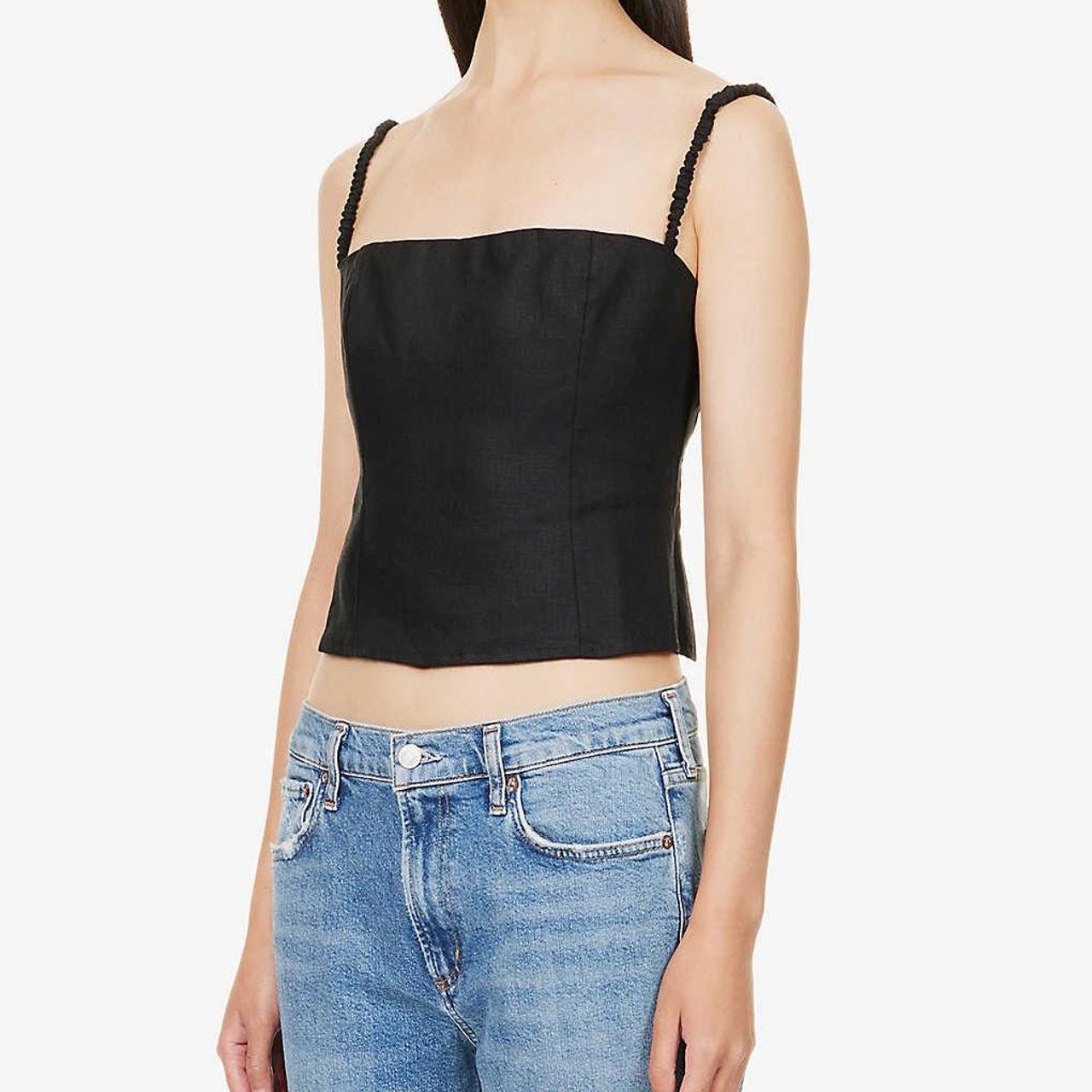 Reformation Amaya cropped open-back linen camisole - Depop