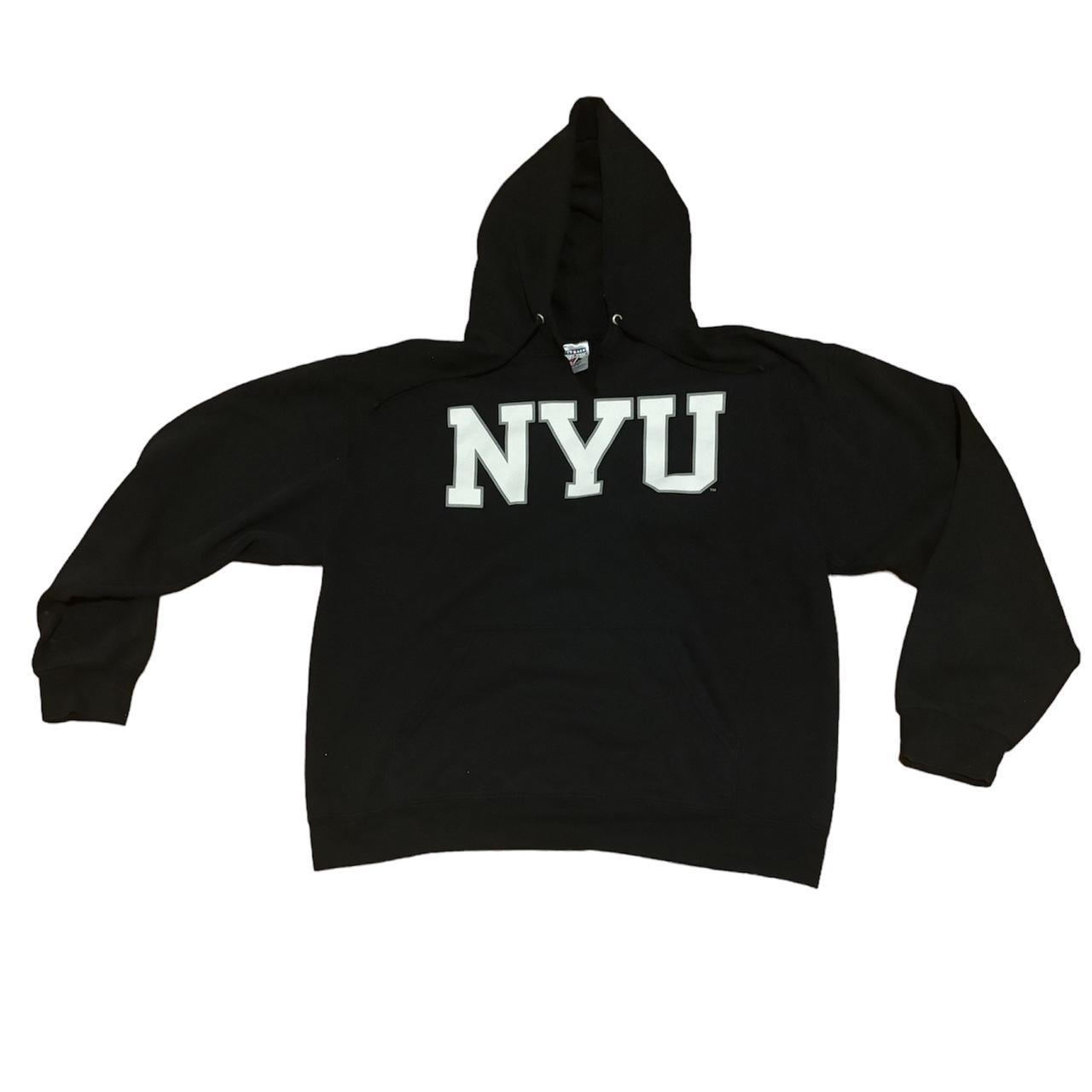 NYU merch Unique black hoodie Size L #nyu... | Depop