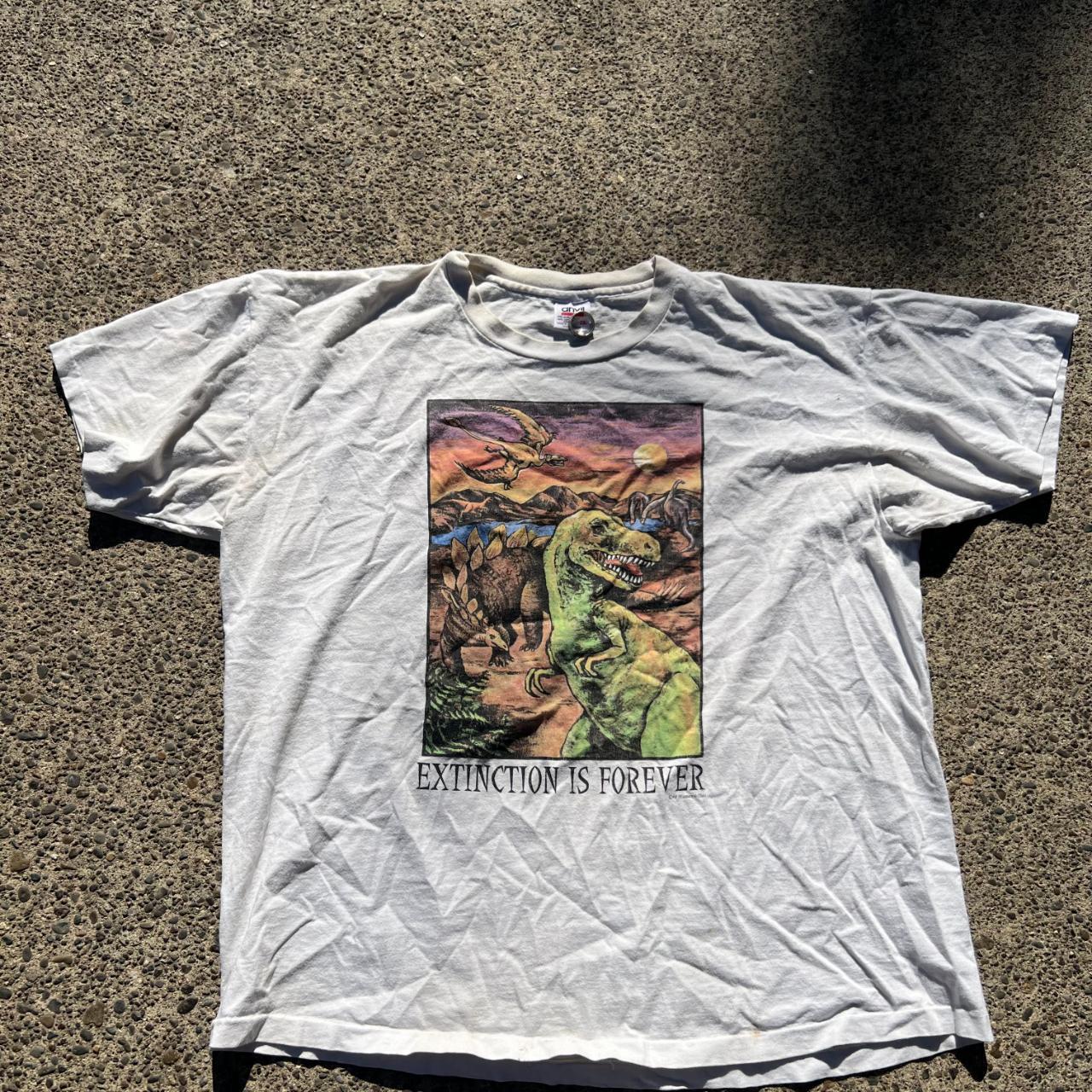 Vintage 90's "Extinction is Forever" Dinosaur Animal... - Depop