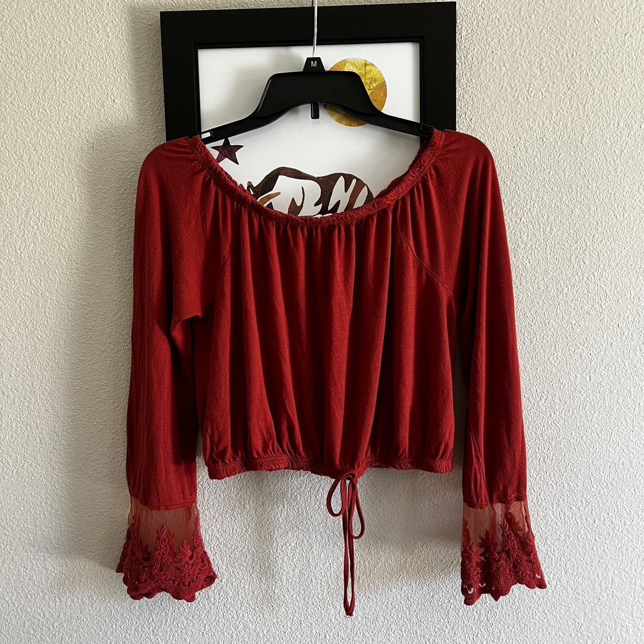 medium Orange off the shoulder top more orange than... - Depop