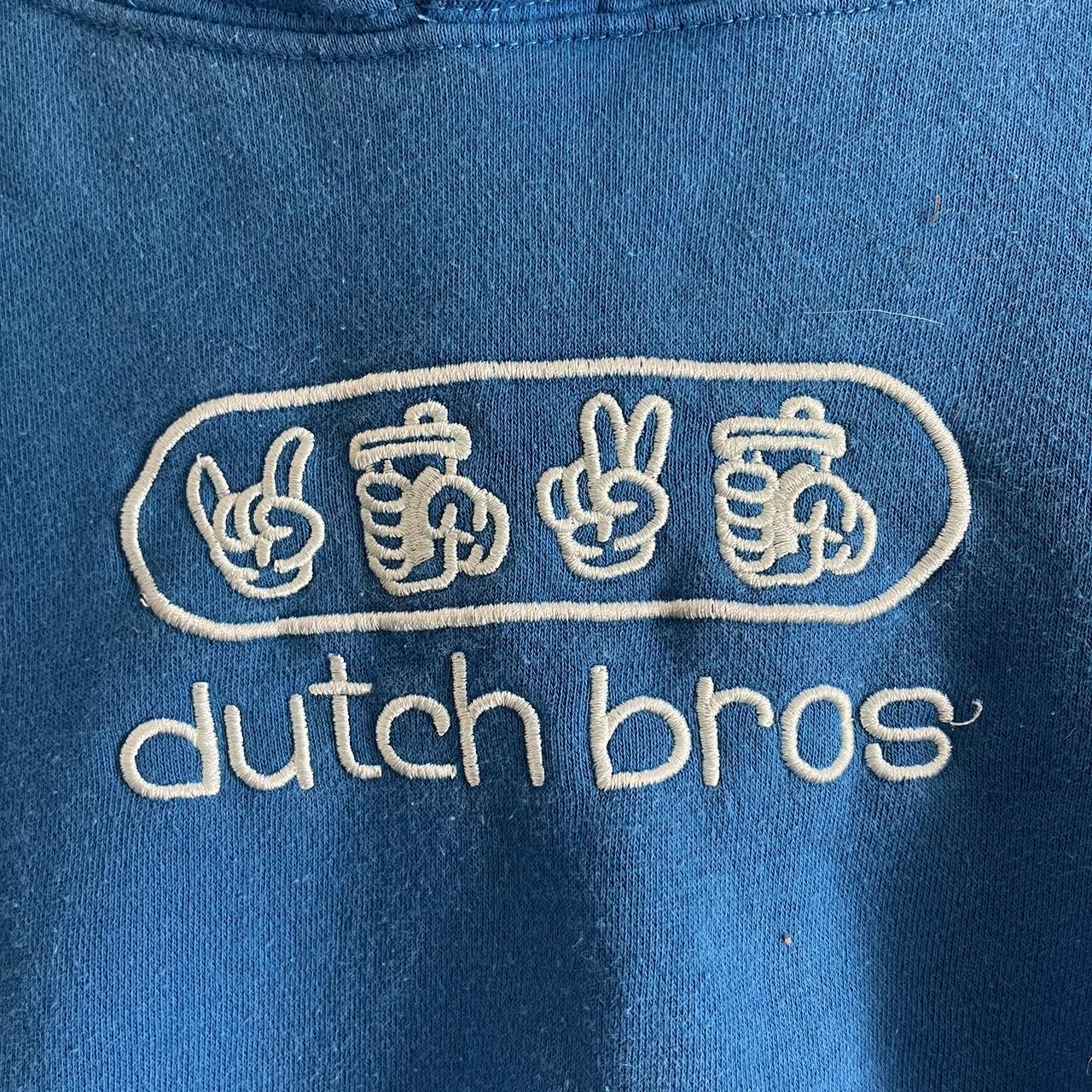 Dutch Bros blue and white small hoodie - Depop