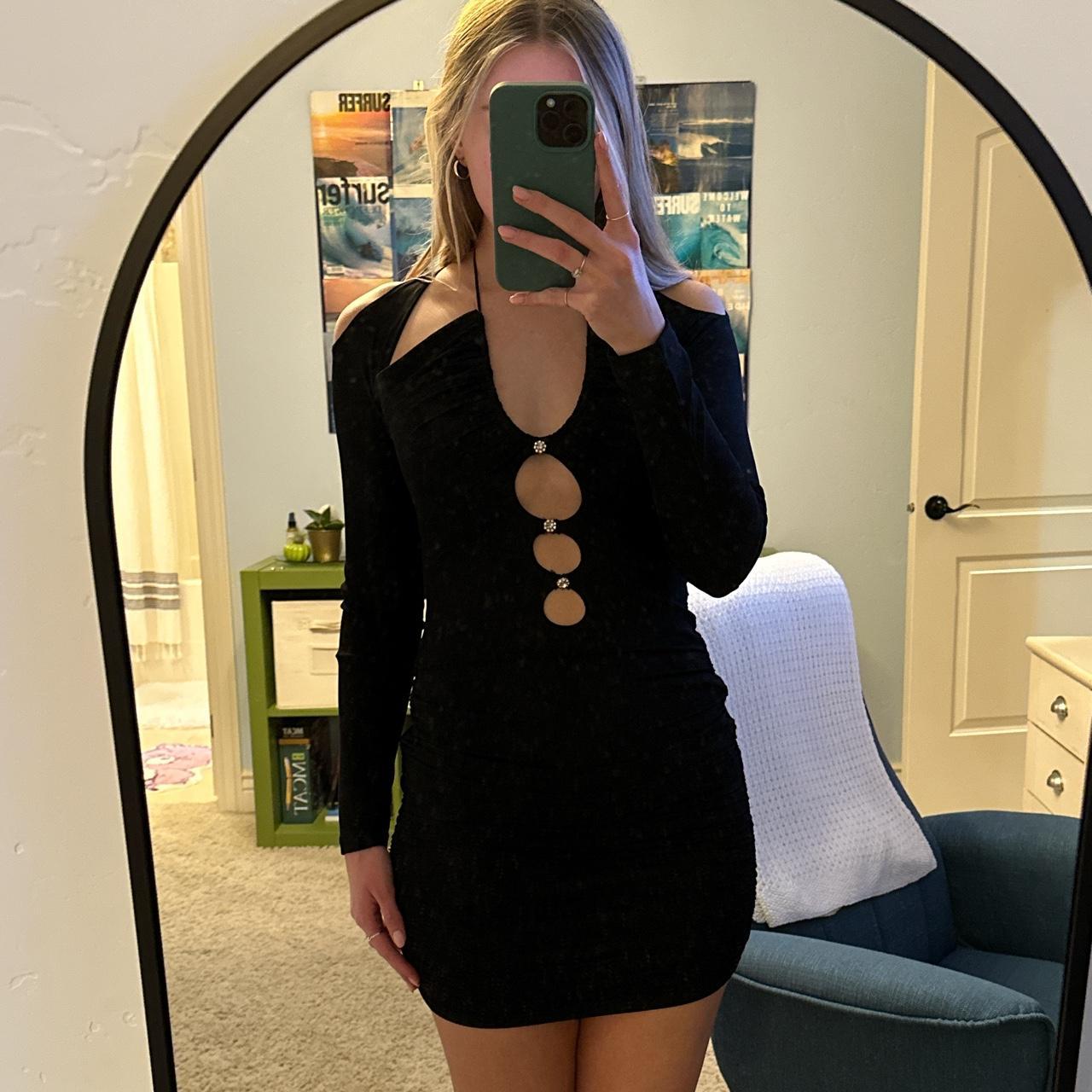 black bodycon mini dress #lbd #littleblackdress... - Depop