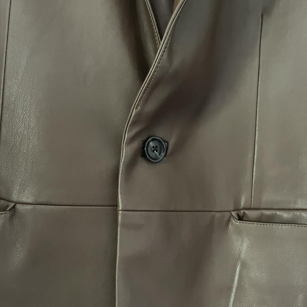 PU brown leather suit jacket for a a formal night... - Depop