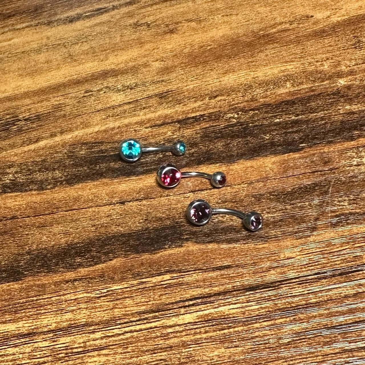 + double gemstone belly rings + 3 colors available:... - Depop