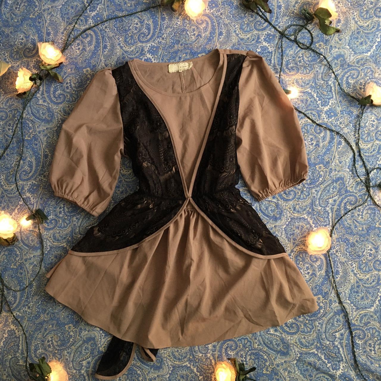 Princess blouse with attached lace vest Bow tie in... - Depop