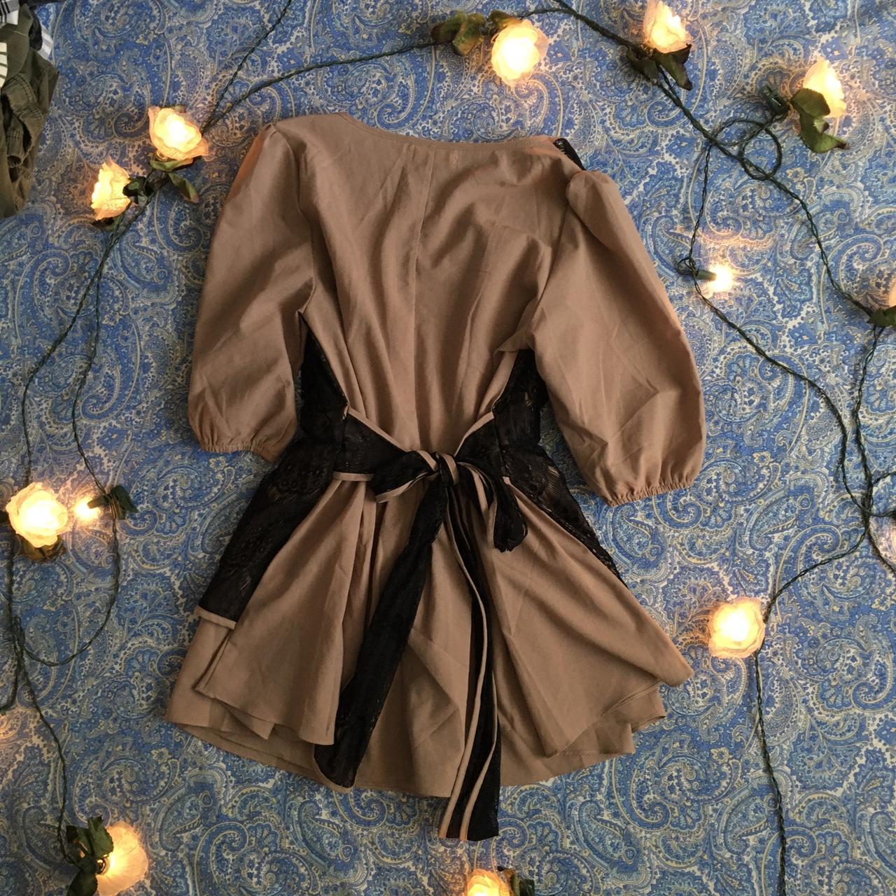 Princess blouse with attached lace vest Bow tie in... - Depop