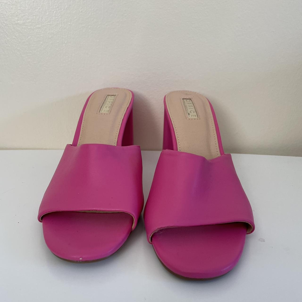Office pink leather mules size 7 💖 tiny scuff on the... - Depop
