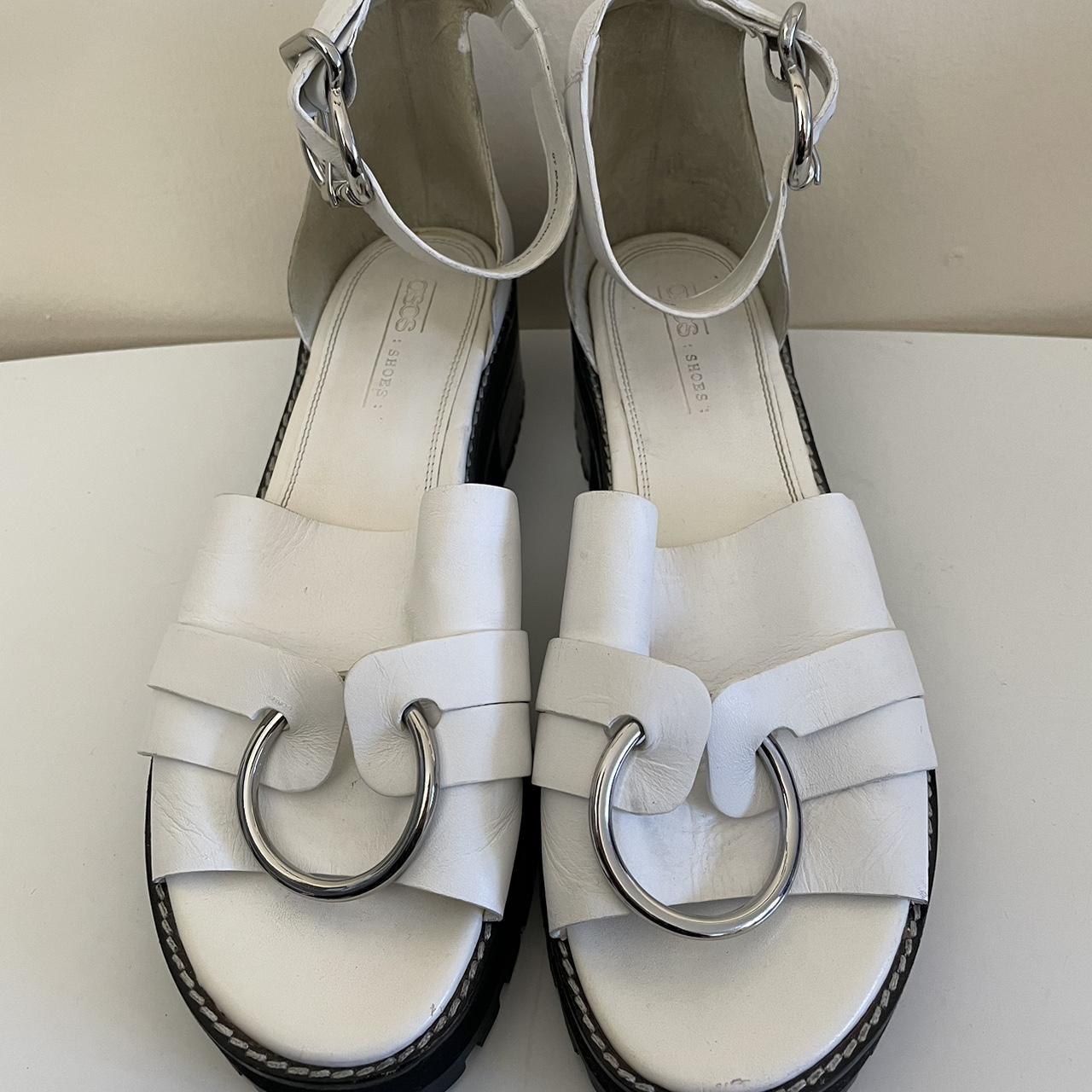 Asos leather sandals in white, scuffs on the heel - Depop