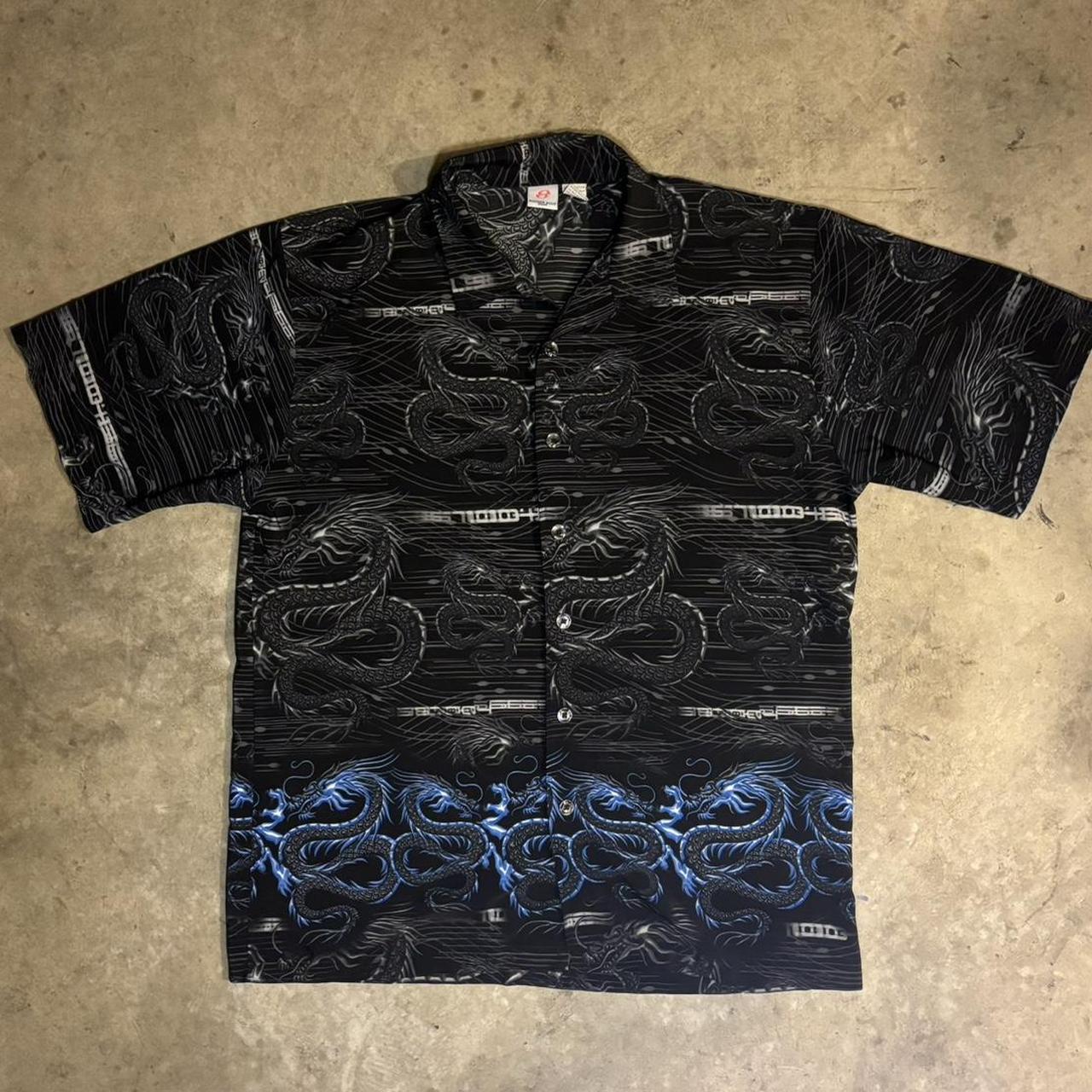 Anchor Blue Dragon Button up Jessie Pinkman type... - Depop