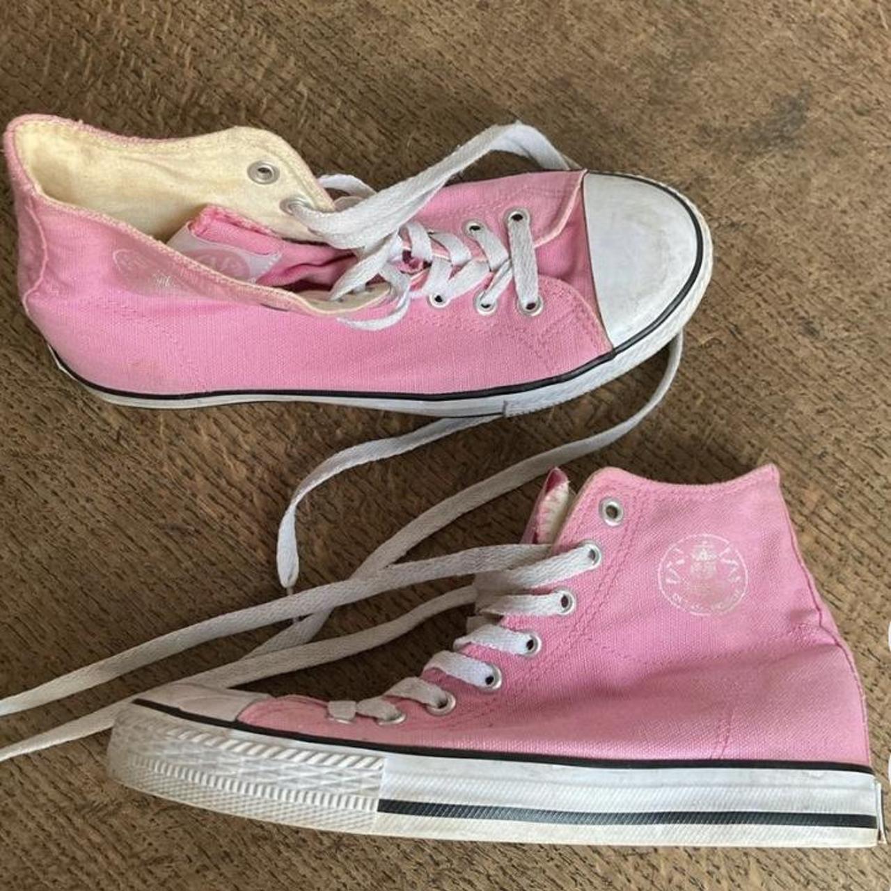 pink high top daps converse - Depop