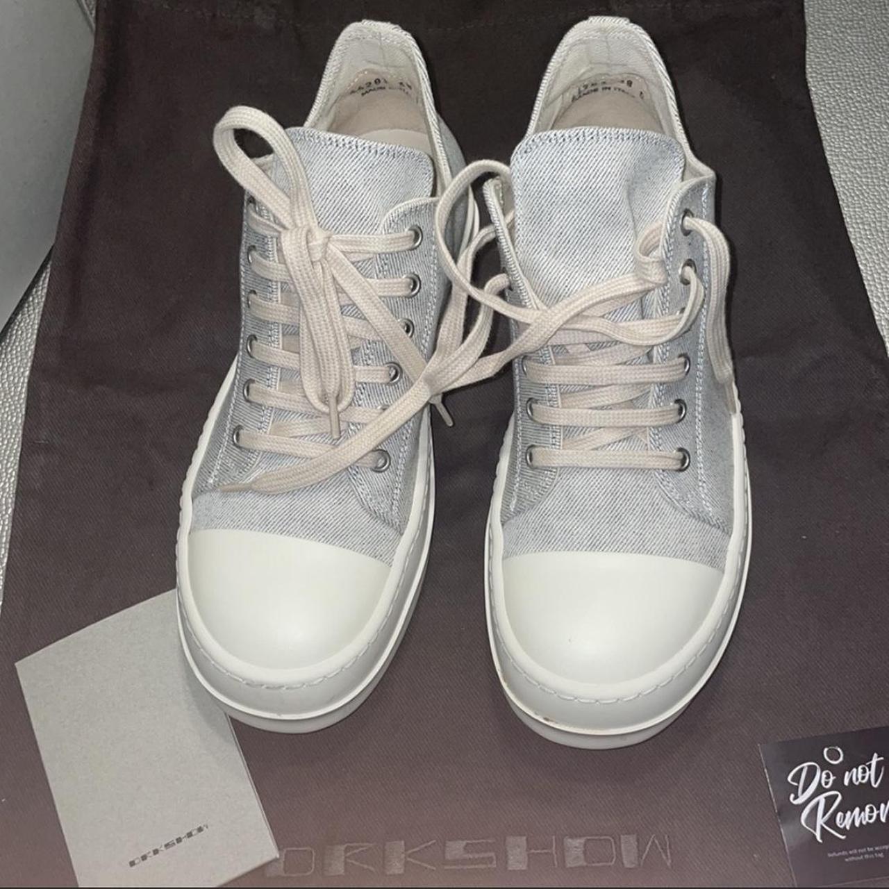 Rick Owens DRKSHDW Women's Grey and White Trainers | Depop