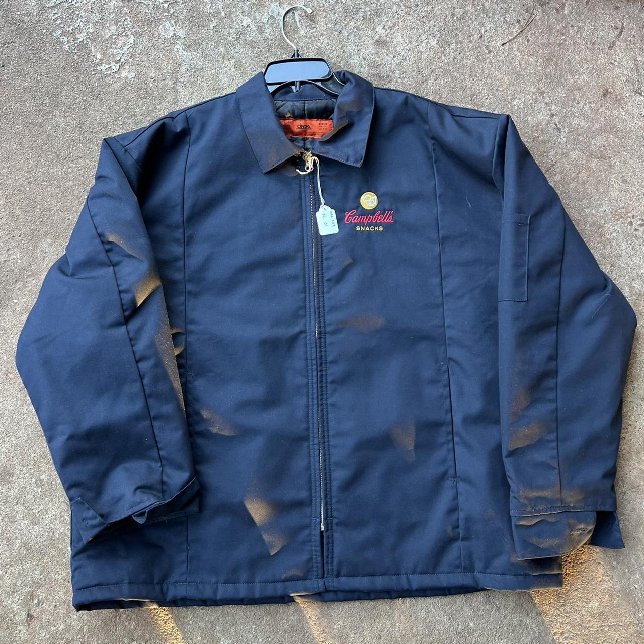 Vintage Navy Quilt Lined Work Jacket #XL01 Size... - Depop