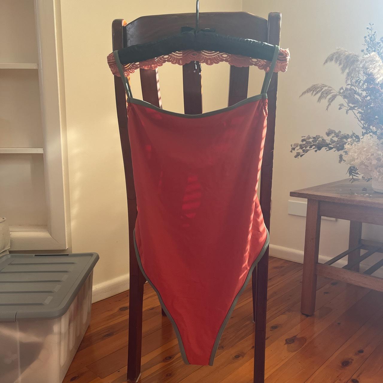 SoSo Swim bandeau cut swimsuit in tangerine xxl... - Depop