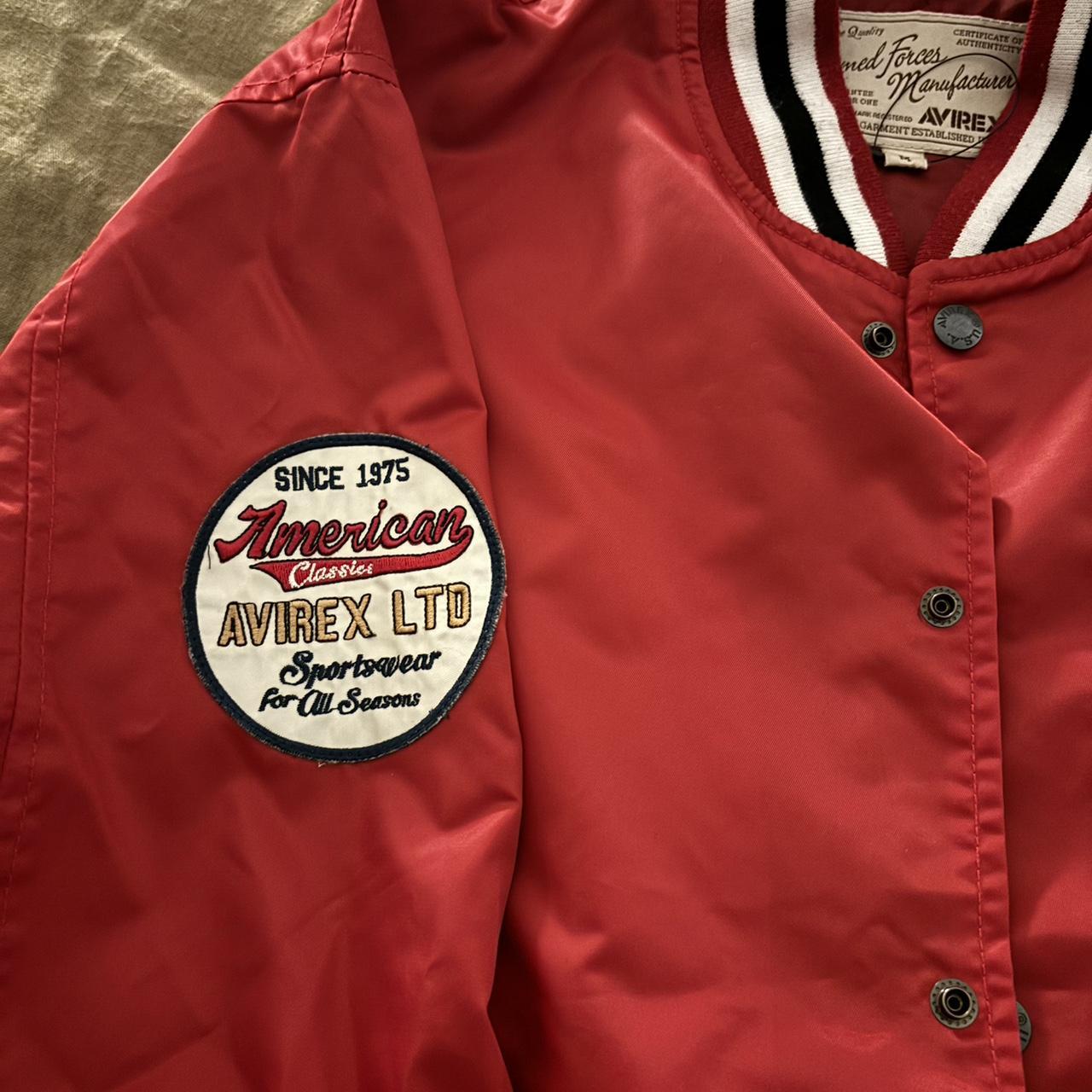 Vintage Avirex red and black varsity jacket with... - Depop
