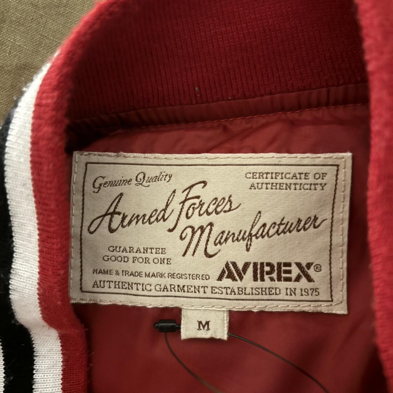 Vintage Avirex red and black varsity jacket with... - Depop