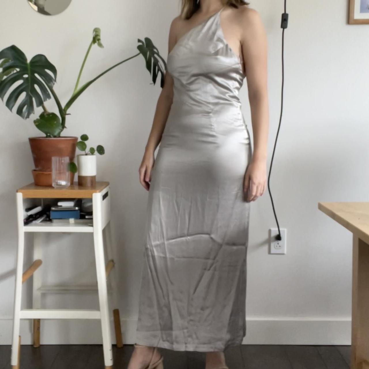 COS Women's Silver and Grey Dress | Depop