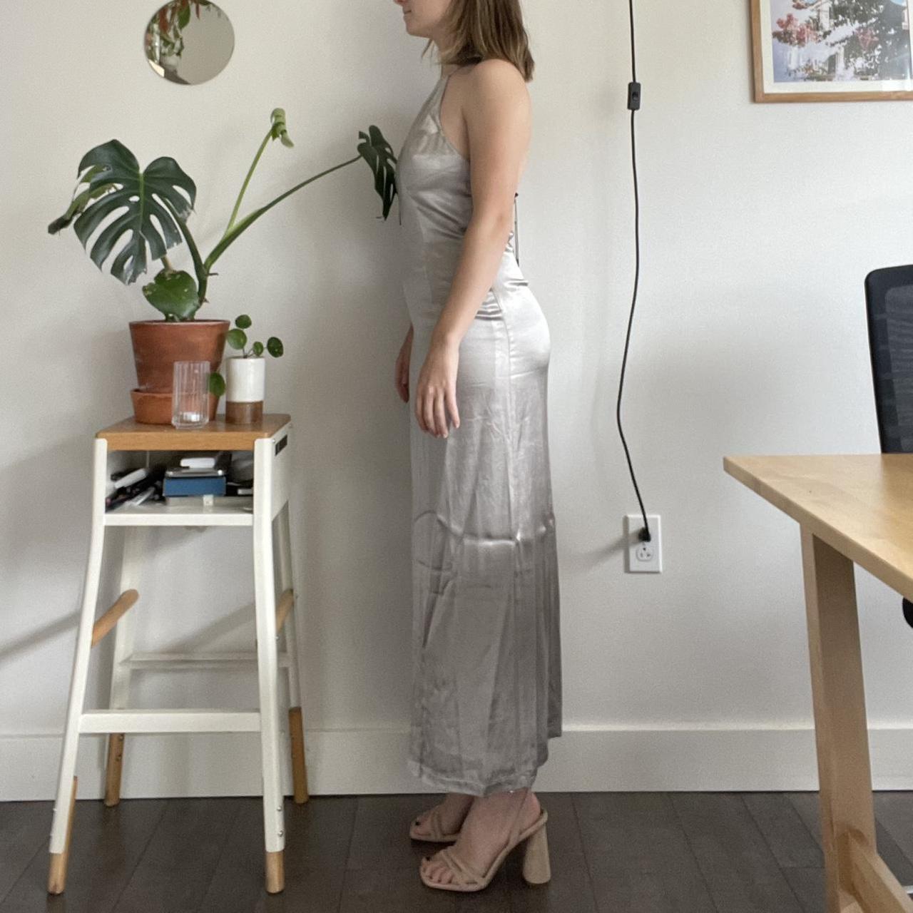 COS Women's Silver and Grey Dress | Depop