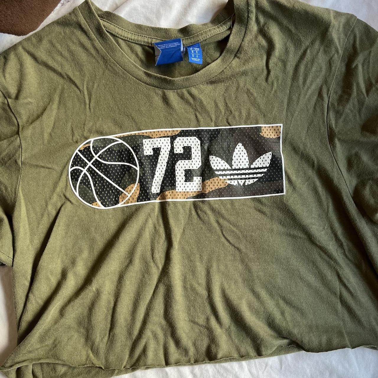 Vintage Adidas khaki green basketball crop top... - Depop