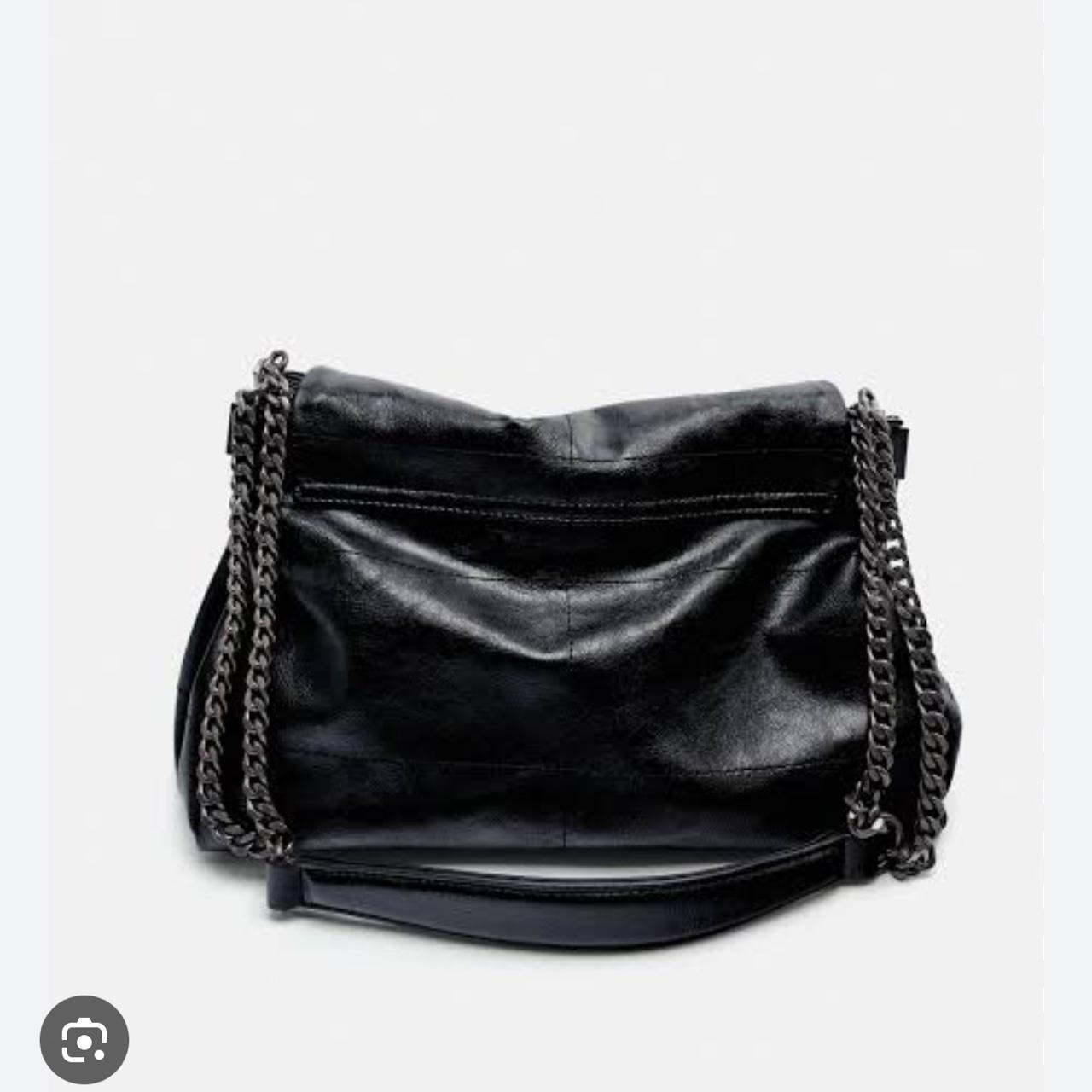 Zara Rocker Shoulder bag with flap Silver... | Depop