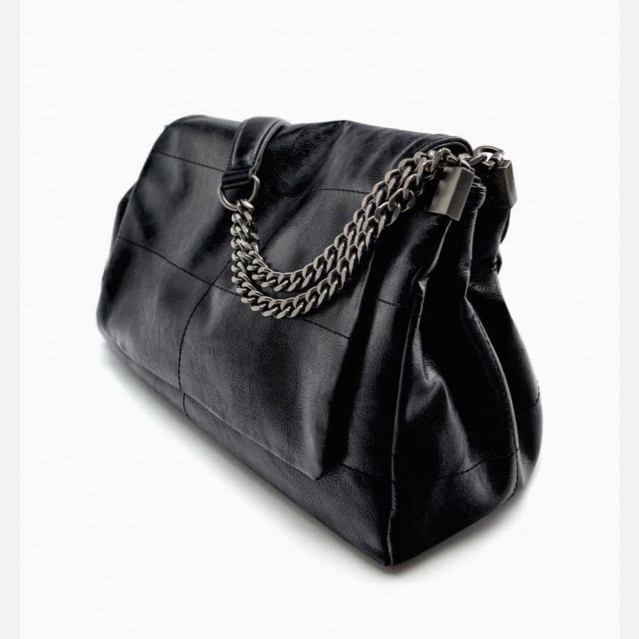 Zara Rocker Shoulder bag with flap Silver... | Depop