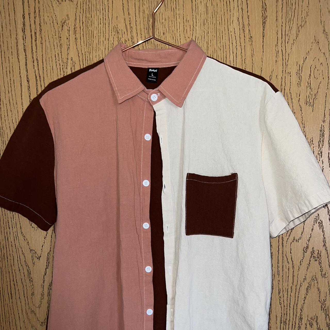 Color block shirt. Worn once. Fits more like a medium - Depop